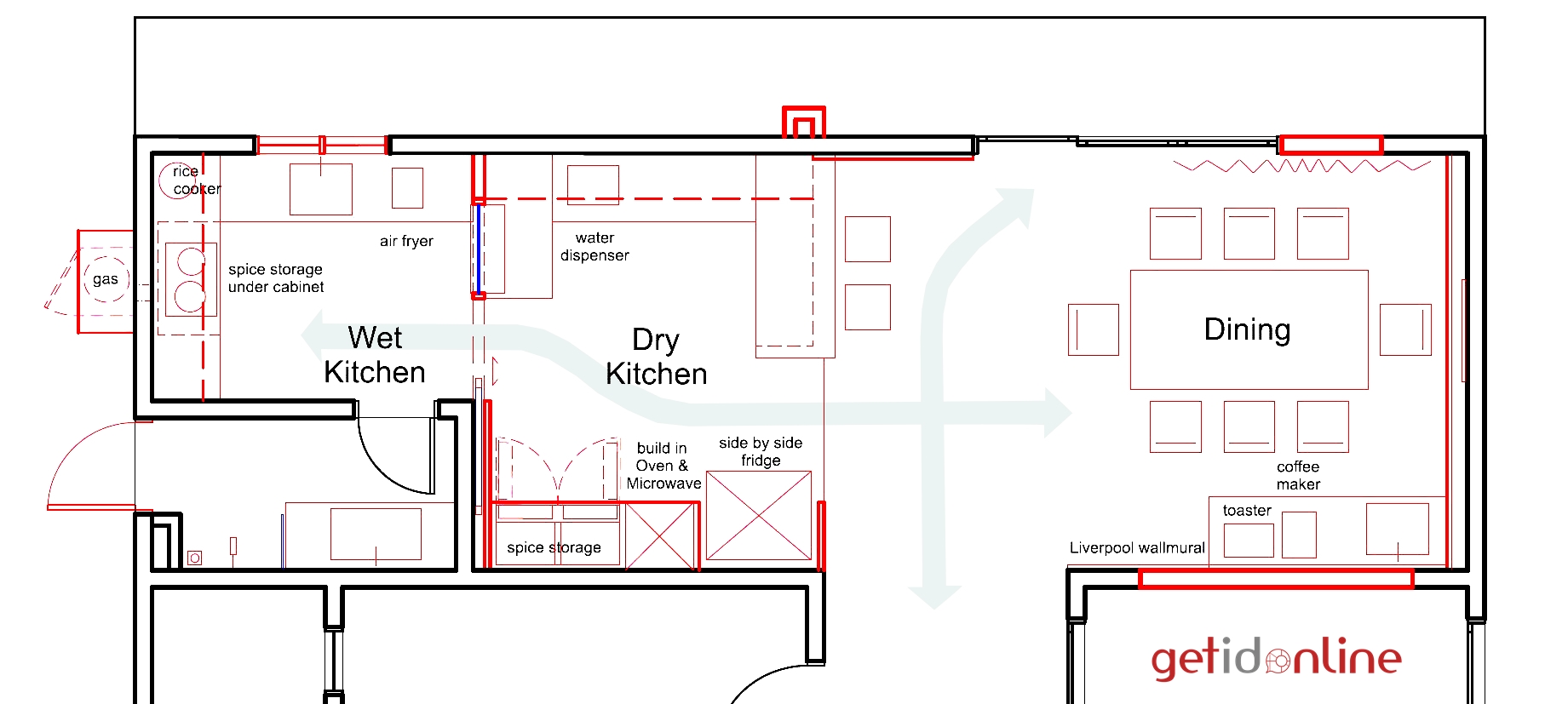 GetIDonline Kitchen Layout Space Planning Guideline – GetIDonline ...